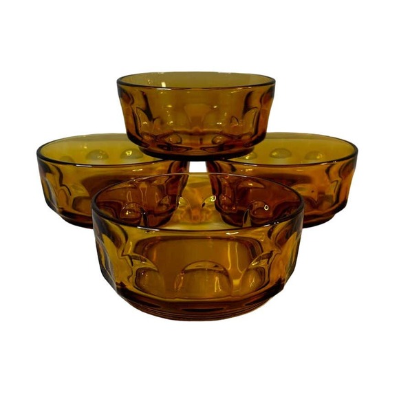 Arcoroc | Dining | Vtg Arcoroc France Amber Glass Set 4 Dessert Bowls ...